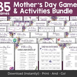 Printable Mothers Day Games Bundle Mothers Day Brunch Games - Etsy