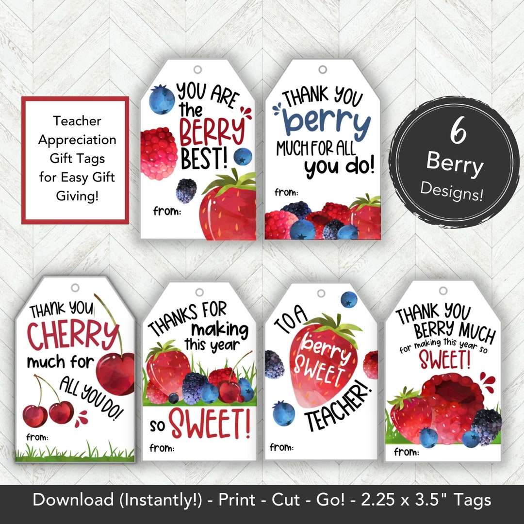 Berry Gift Tag for Teacher Appreciation Gift Bulk, New Teacher Gift ...