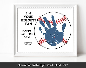 Printable Fathers Day Card, Big Fan Sports Basketball Handprint Craft ...