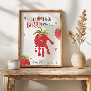 Strawberry Handprint, Printable Mothers Day Keepsake, Grandma Mothers ...