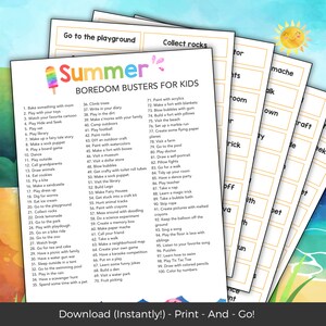 Summer Boredom Busters for Kids, Printable Summer Checklist, Fun Kids ...
