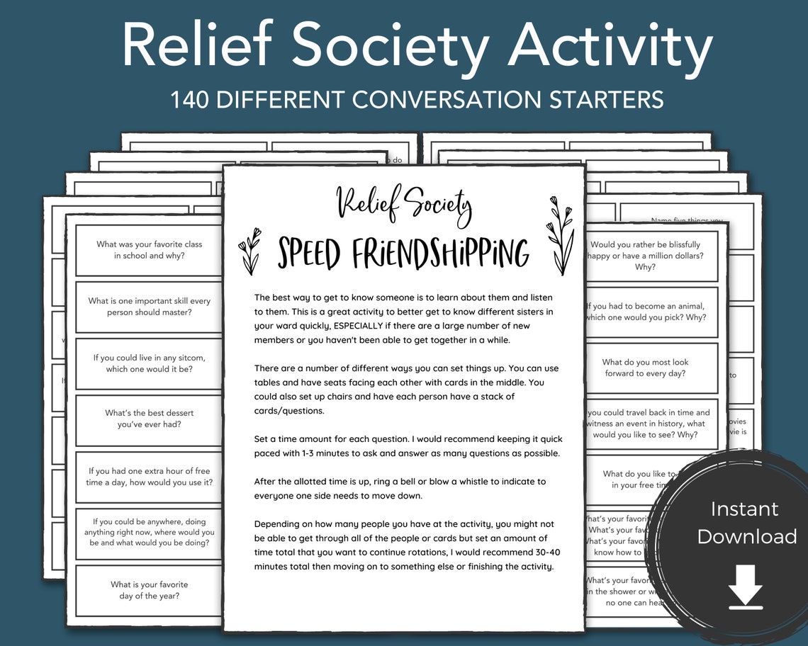 RELIEF SOCIETY Activity Game Activity Printable Get to Know - Etsy