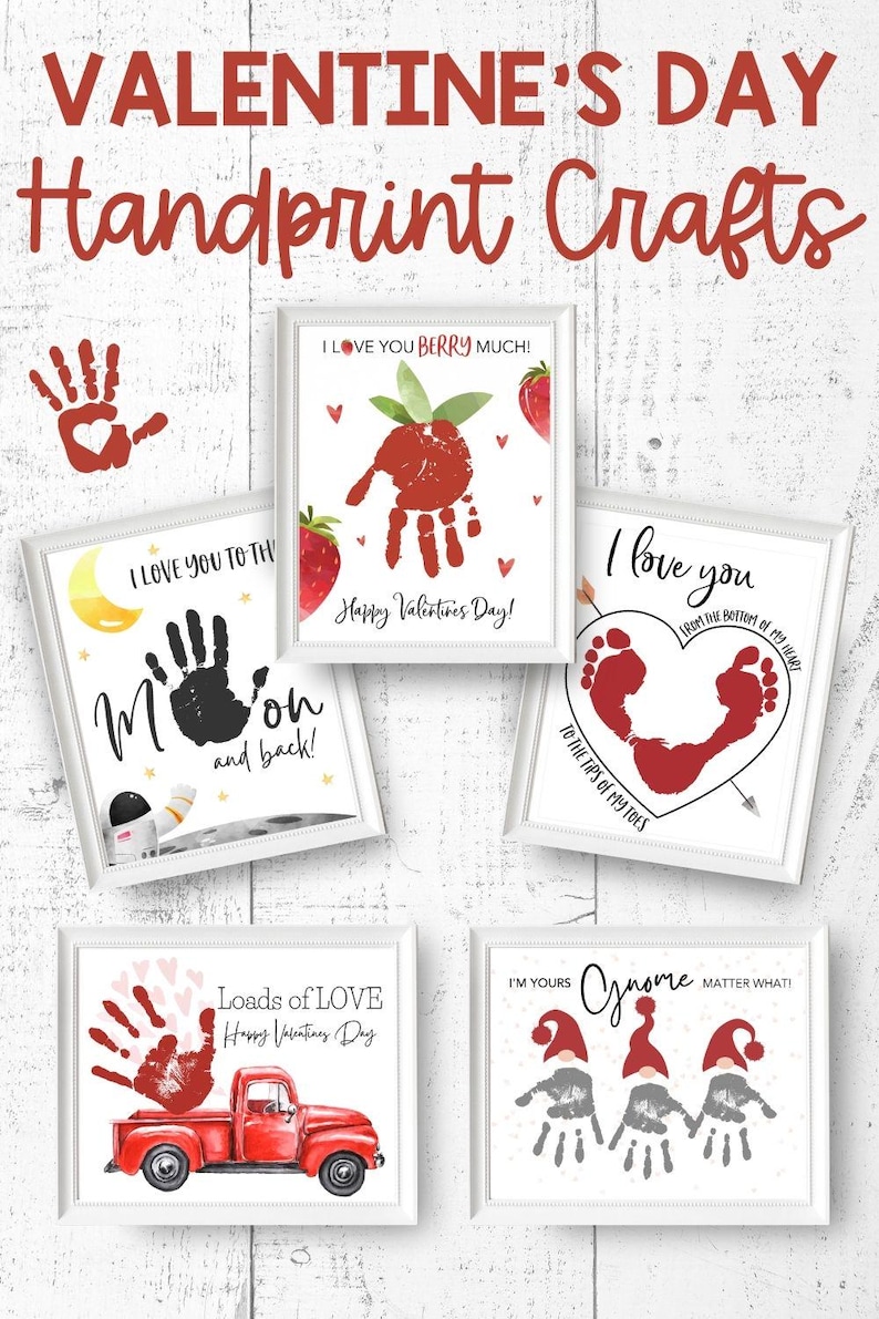Gnome Valentine Printable Handprint Art, Valentine Handprint Craft for ...
