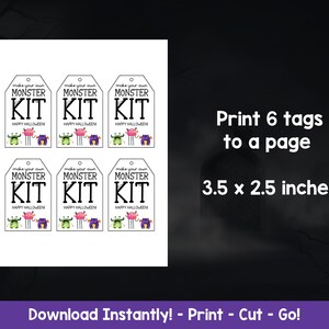 Make Your Own Monster Kit Printable Tag Monster Printable - Etsy