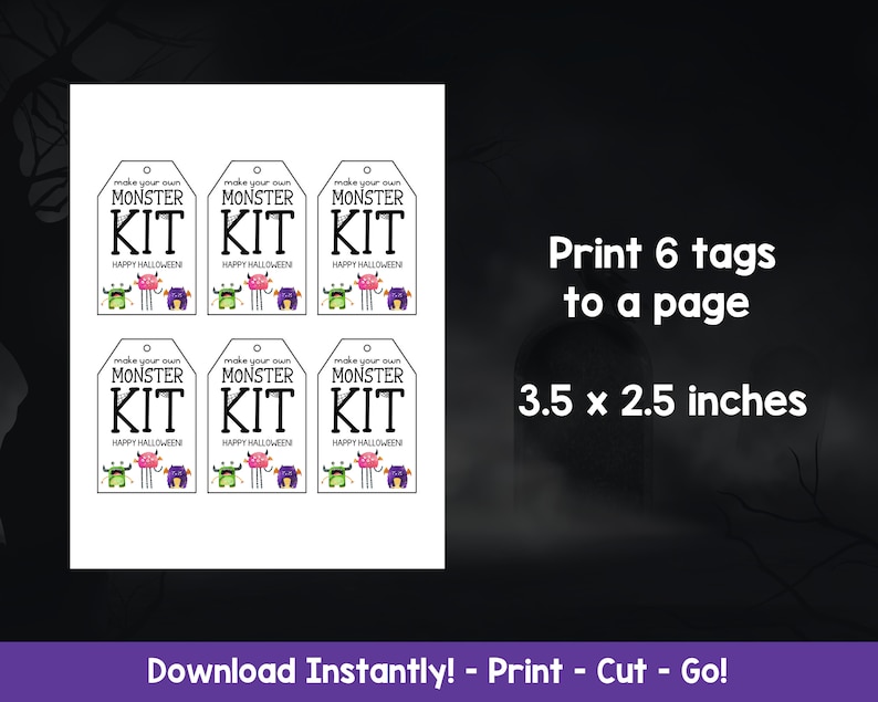 Make Your Own Monster Kit Printable Tag Monster Printable - Etsy