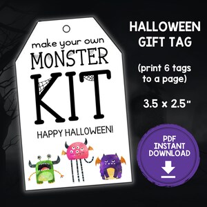 Make Your Own Monster Kit Printable Tag, Monster Printable, Monster ...