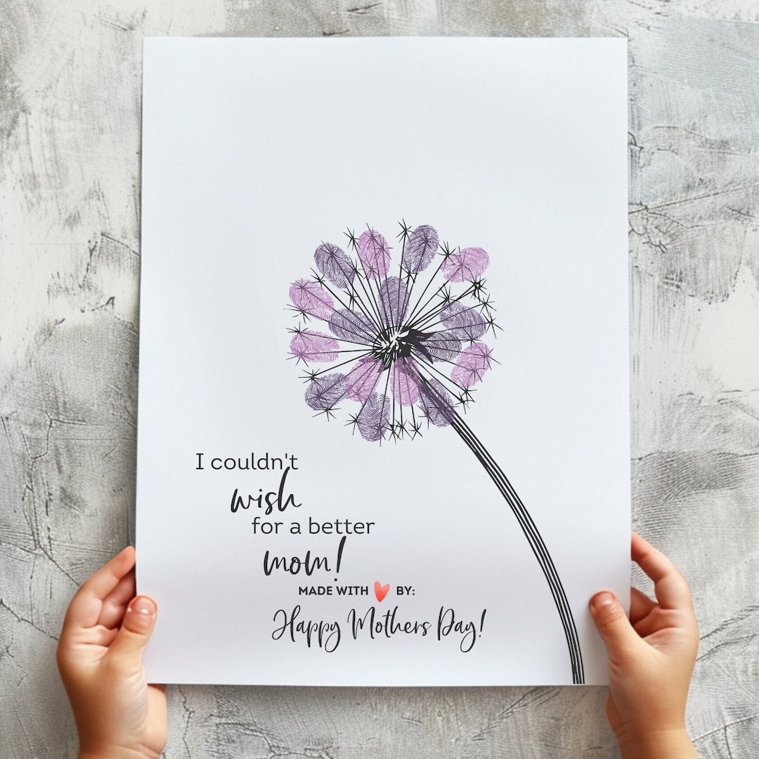 Unique Mothers Day Gift Fingerprint Art Template, Kids Thumbprint Art ...