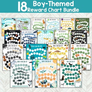 Bundle 'boy' Themed Kids Reward Chart Printable, Sticker Chart for Kids ...