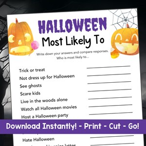Most Likely to Game Halloween Printable, Halloween Party Games for Kids ...