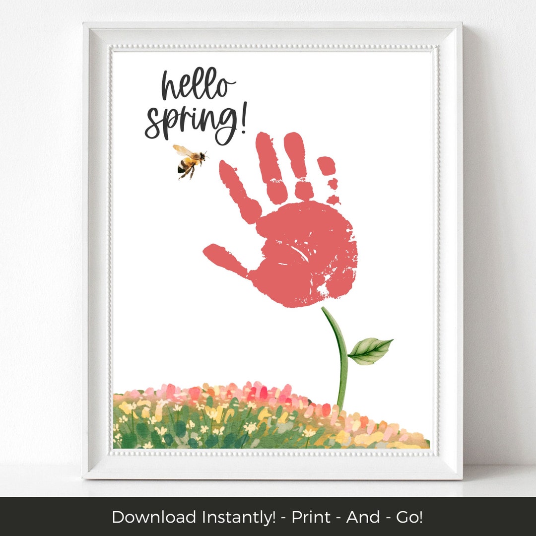 Hello Spring Flower Handprint Activity, Preschool or Toddler Handprint ...