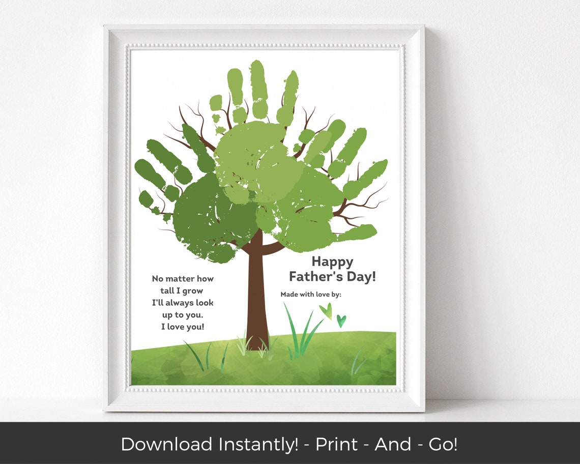 Kids Handprint Art Printable Fathers Day Card From Baby Card - Etsy