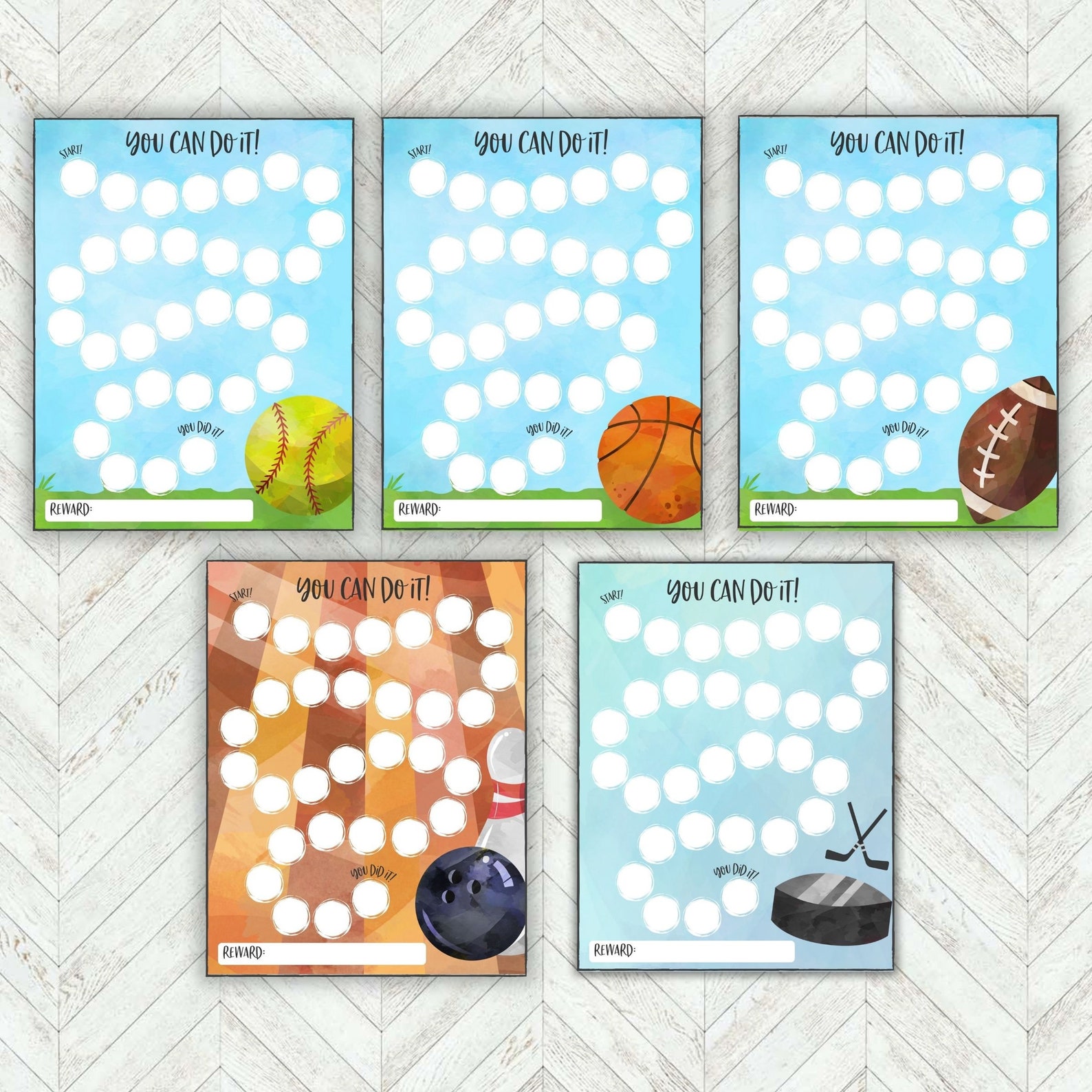 Reward Chart Bundle Sports Themed Kids Reward Chart Printable, Sticker ...