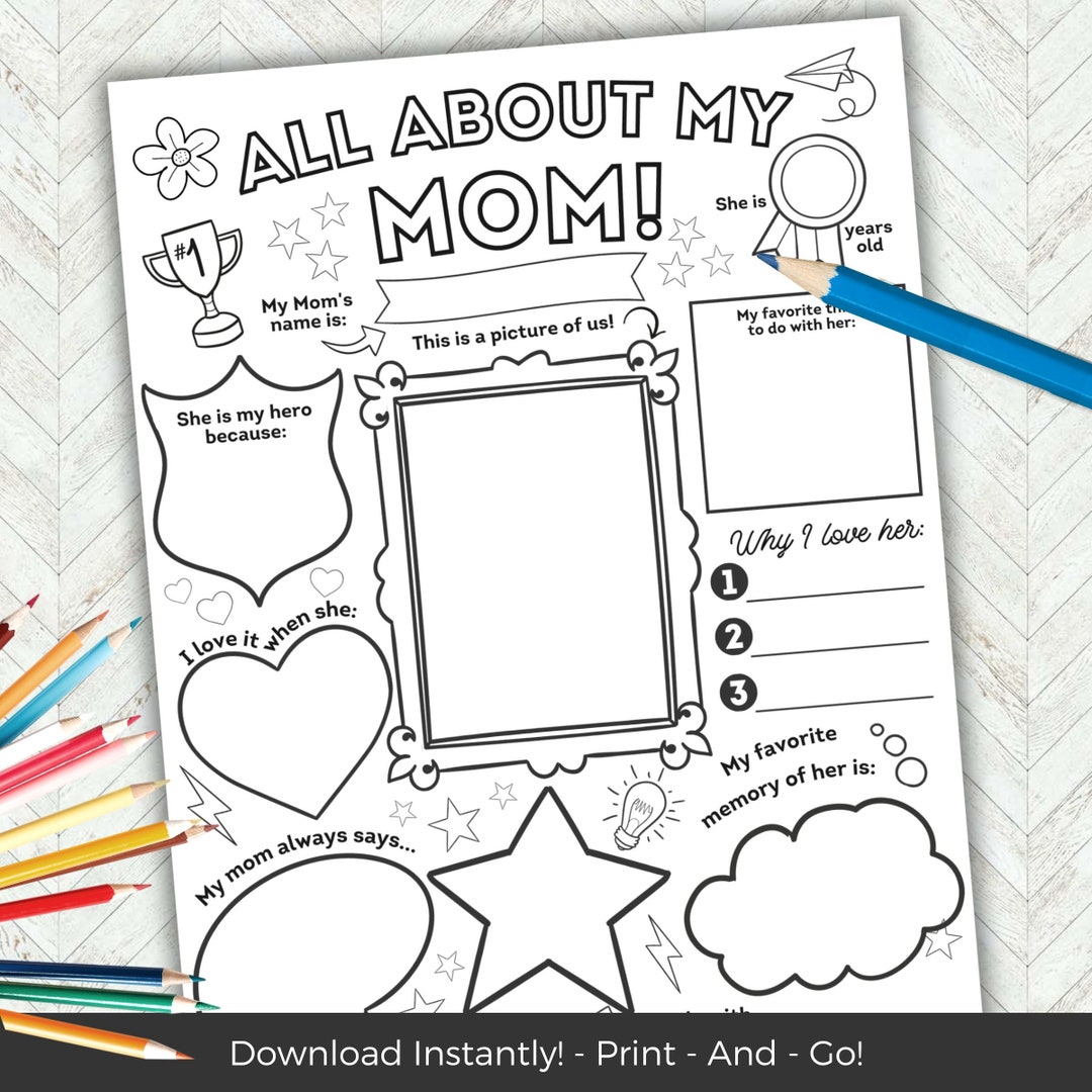 Printable All About My Mom Questions Template, Mom Mothers Day ...