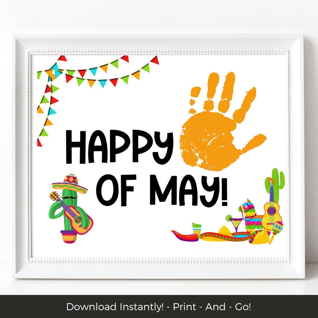 Happy Cinco De Mayo Handprint Art Printable - Cinco De Mayo Handprint ...