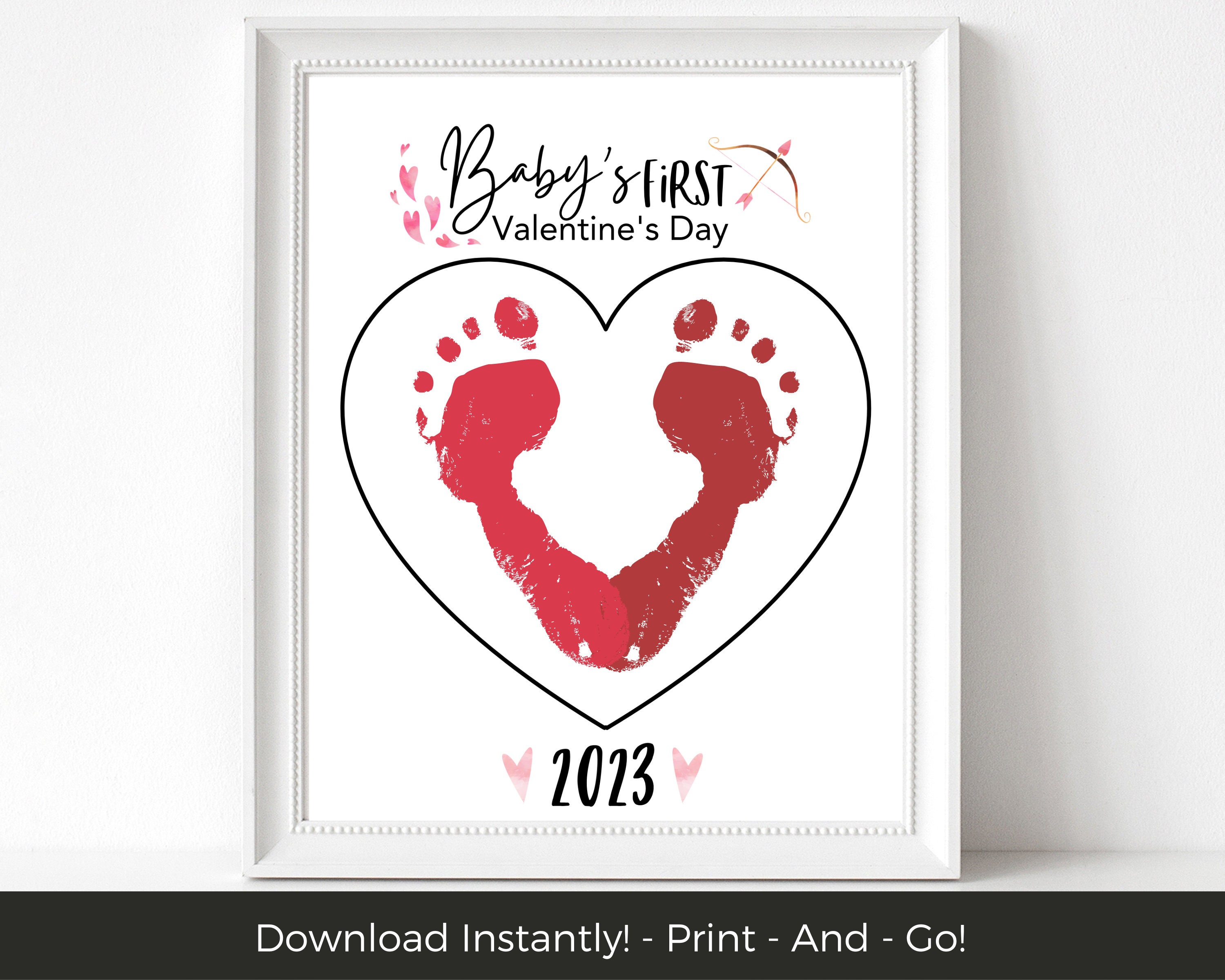 Babys First Valentines Day Printable Valentine Baby Footprint - Etsy
