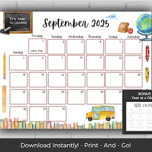 September 2025 Calendar, Kids Calendar Printable, Calendar 2025 ...