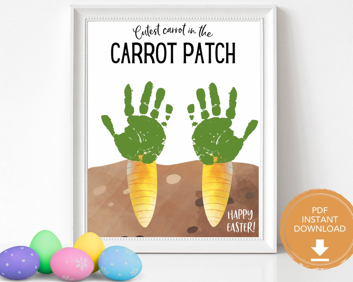 Carrot Patch Easter Craft Easter Handprint Kids Craft - Etsy
