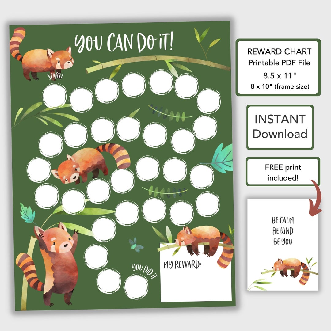 Red Panda Reward Chart for Kids Behavior Chart Printable, Chore Chart ...