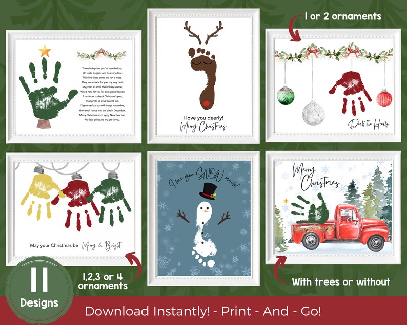 Christmas Handprint Craft Bundle Handprint Art Christmas - Etsy
