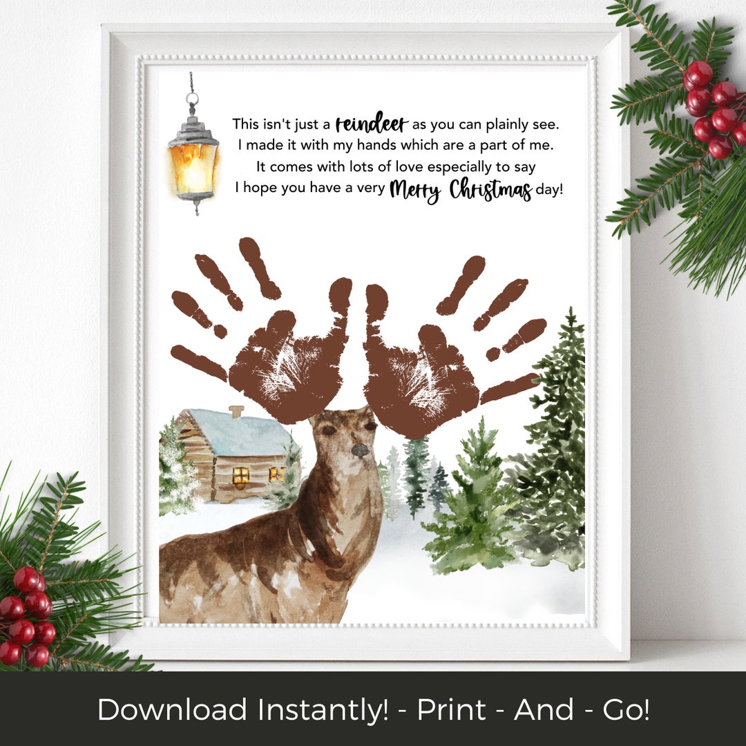 Reindeer Handprint Kids Christmas Craft, Baby's First Christmas ...