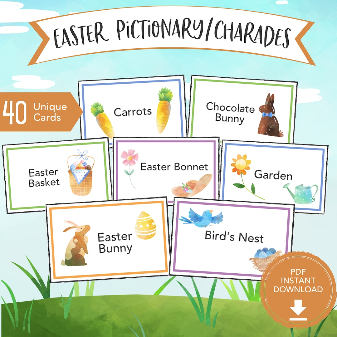Pictionary or Charades Easter Game, Fun Easter Printable Game for Kids ...