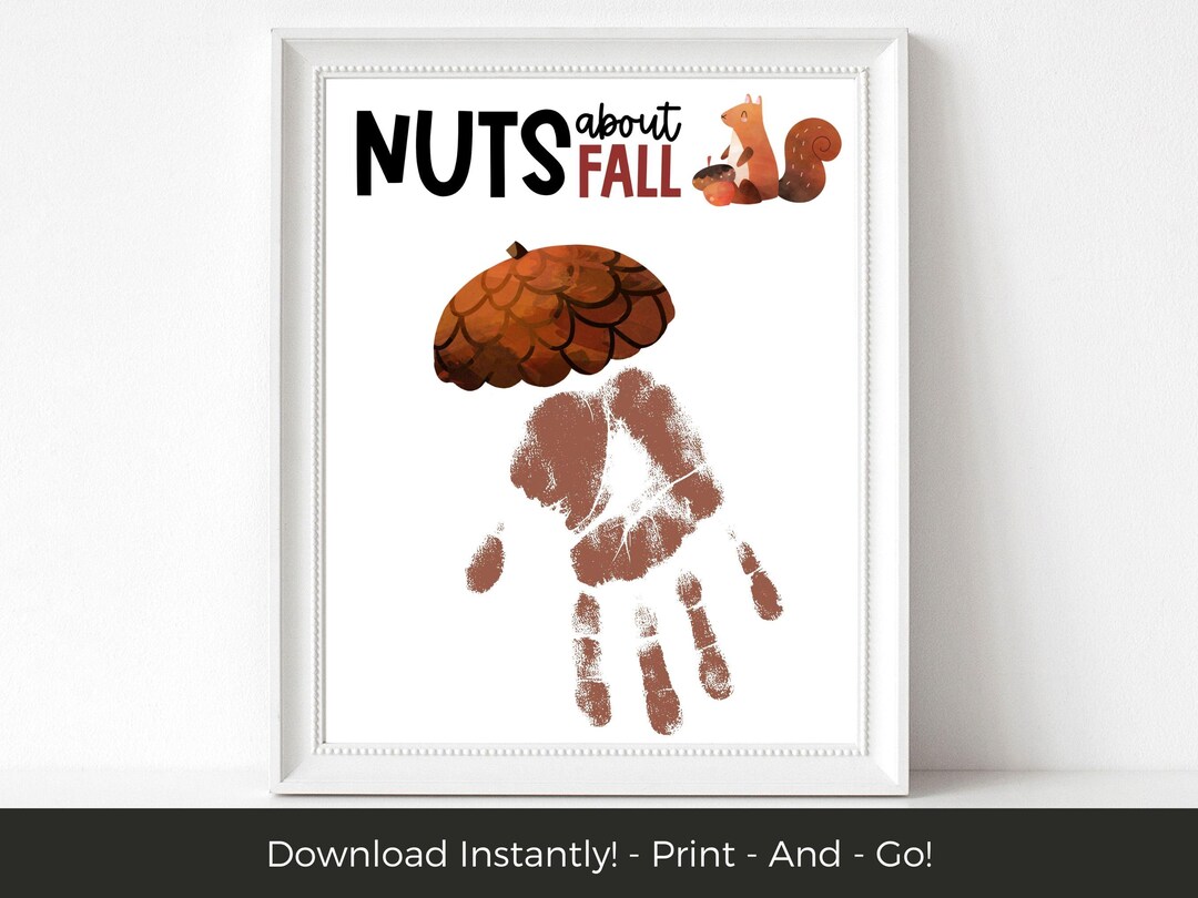 Nuts About Fall Handprint Craft Printable, Autumn Acorn Handprint Art ...