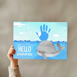 Hello Summer Whale Handprint Art, Handprint Craft, Printable Summer ...