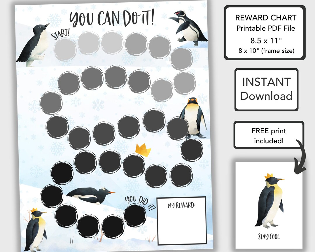 Penguin Reward Chart for Kids Behavior Chart Printable, Chore Chart ...