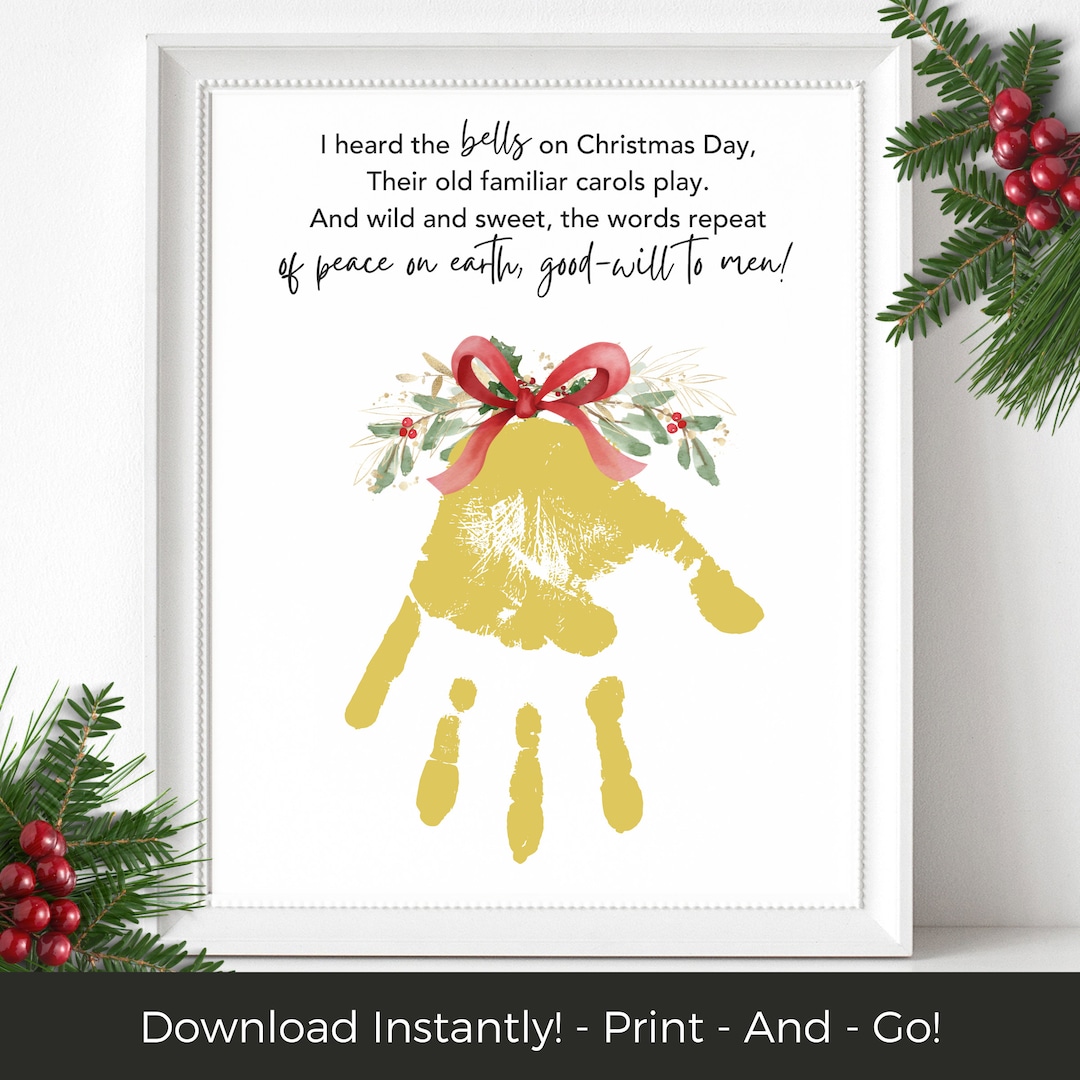 Christmas Bell Handprint Kids Christmas Craft, Baby's First Christmas ...