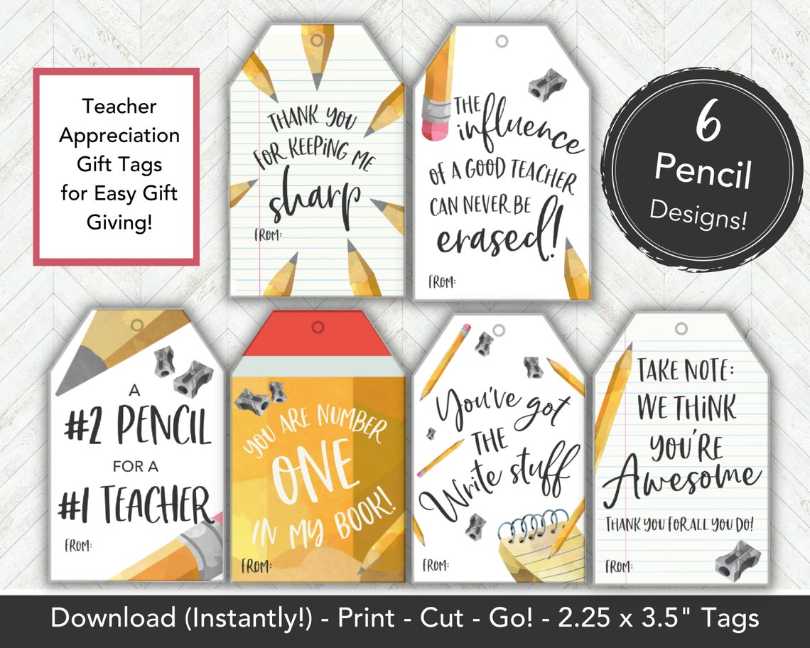 Teacher Appreciation Gift Tag Teacher Gift Tags Printable | Etsy