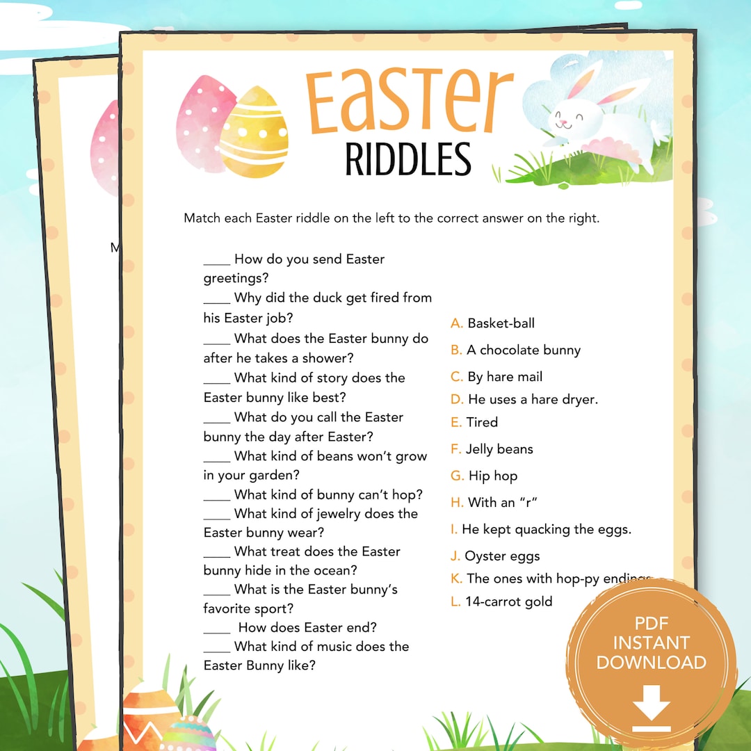 Easter Riddles, Easter Game for Kids Class Family or Office, Easter ...