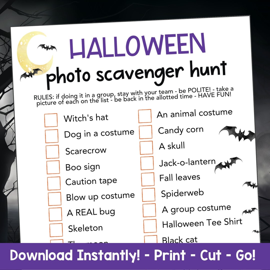 Photo Halloween Scavenger Hunt for Teens or Adults, Halloween Birthday ...