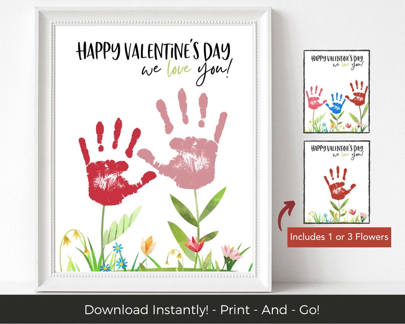 Printable Crafts for Kids Flower Handprint Valentine Art - Etsy