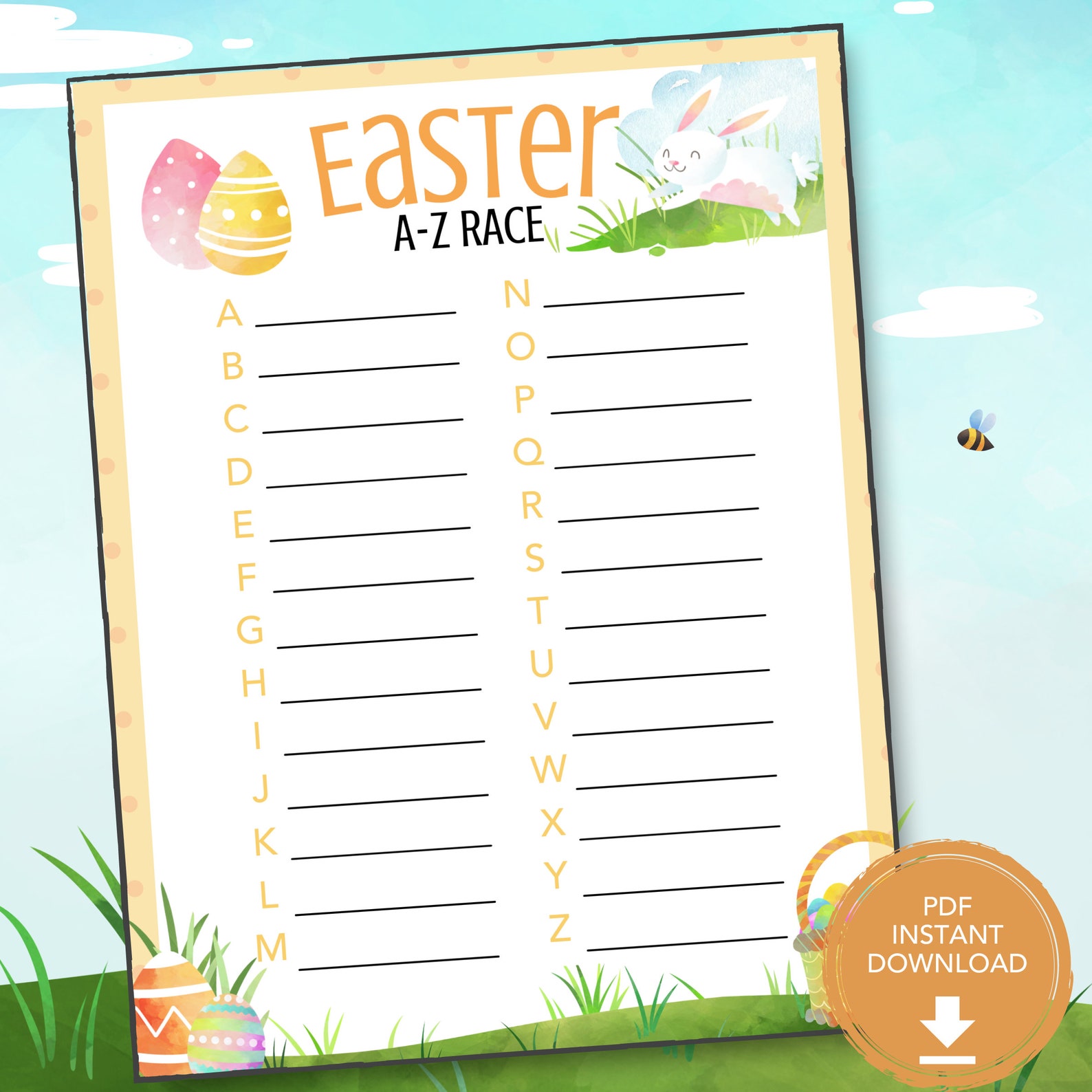 A to Z Easter Game, Fun Easter Printable Game for Kids Family Office ...