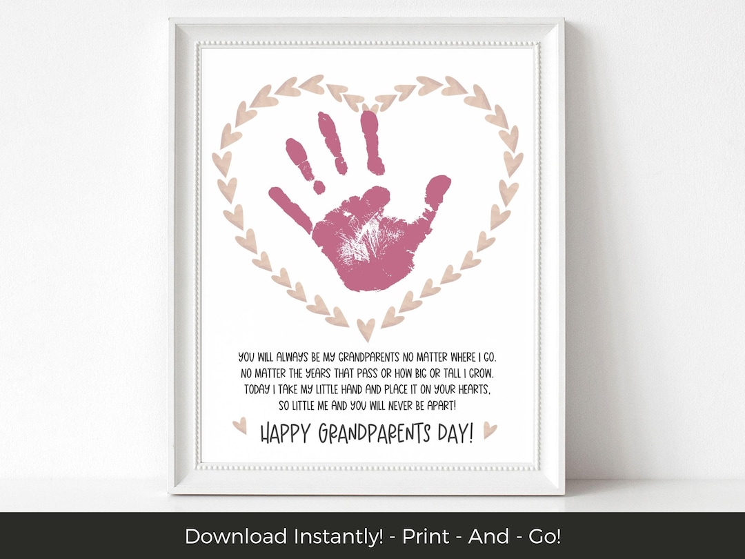 Grandparents Day Handprint Craft Printable, Poem and Heart Handprint ...
