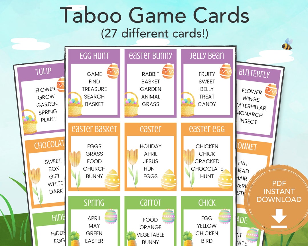 Taboo Easter Game Fun Easter Printable Game for Kids Family - Etsy