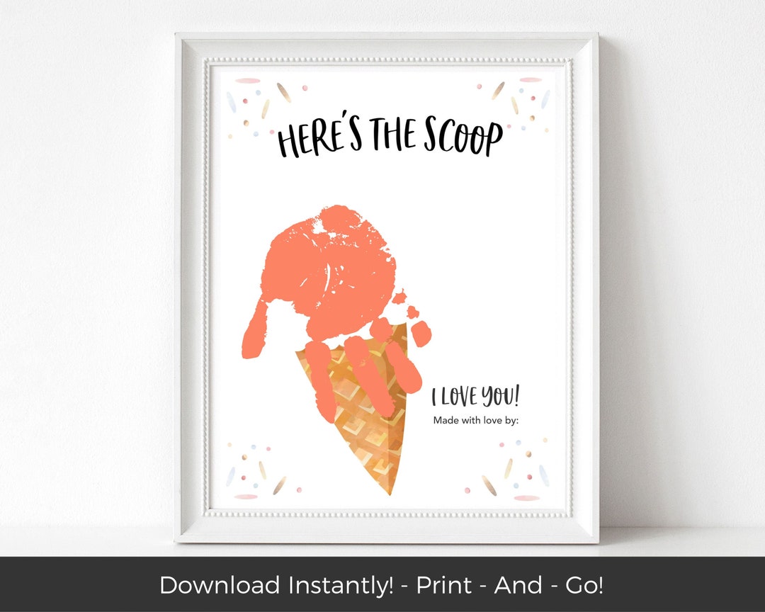 Ice Cream Handprint Art, Kids or Toddler Handprint Art, Grandparent ...