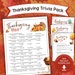 Trivia Printable Thanksgiving Bundle for Kids Adults - Etsy