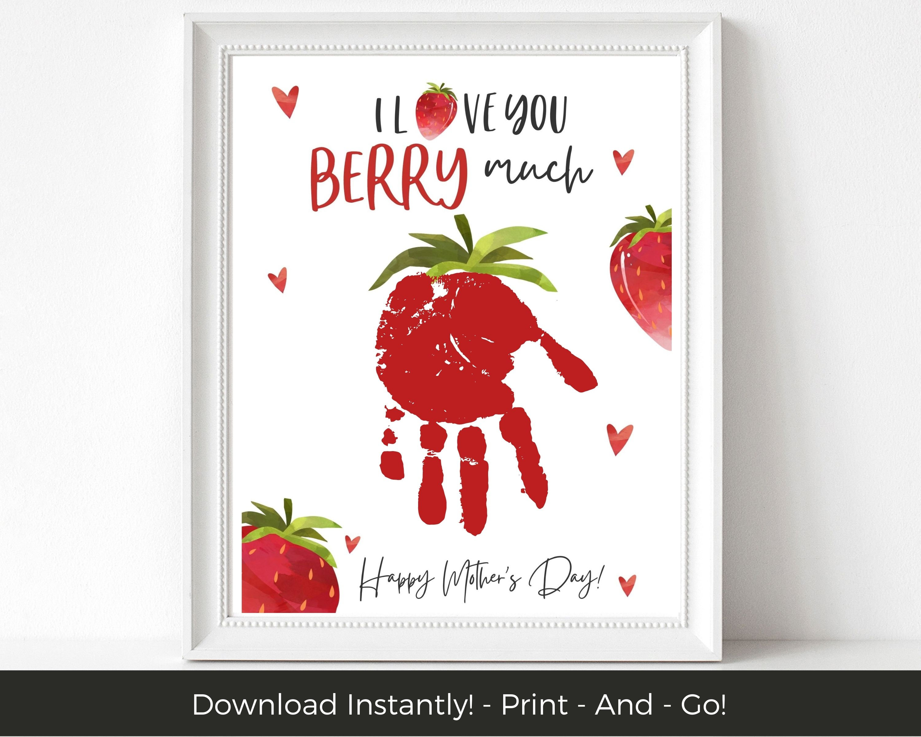 Strawberry Handprint Printable Mothers Day Keepsake Grandma - Etsy