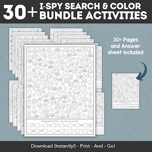 HUGE I Spy Kids Activity BUNDLE, I Spy Coloring Worksheet, School and ...