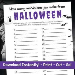 Halloween Word Game, Halloween Printable Games for Kids, Halloween ...