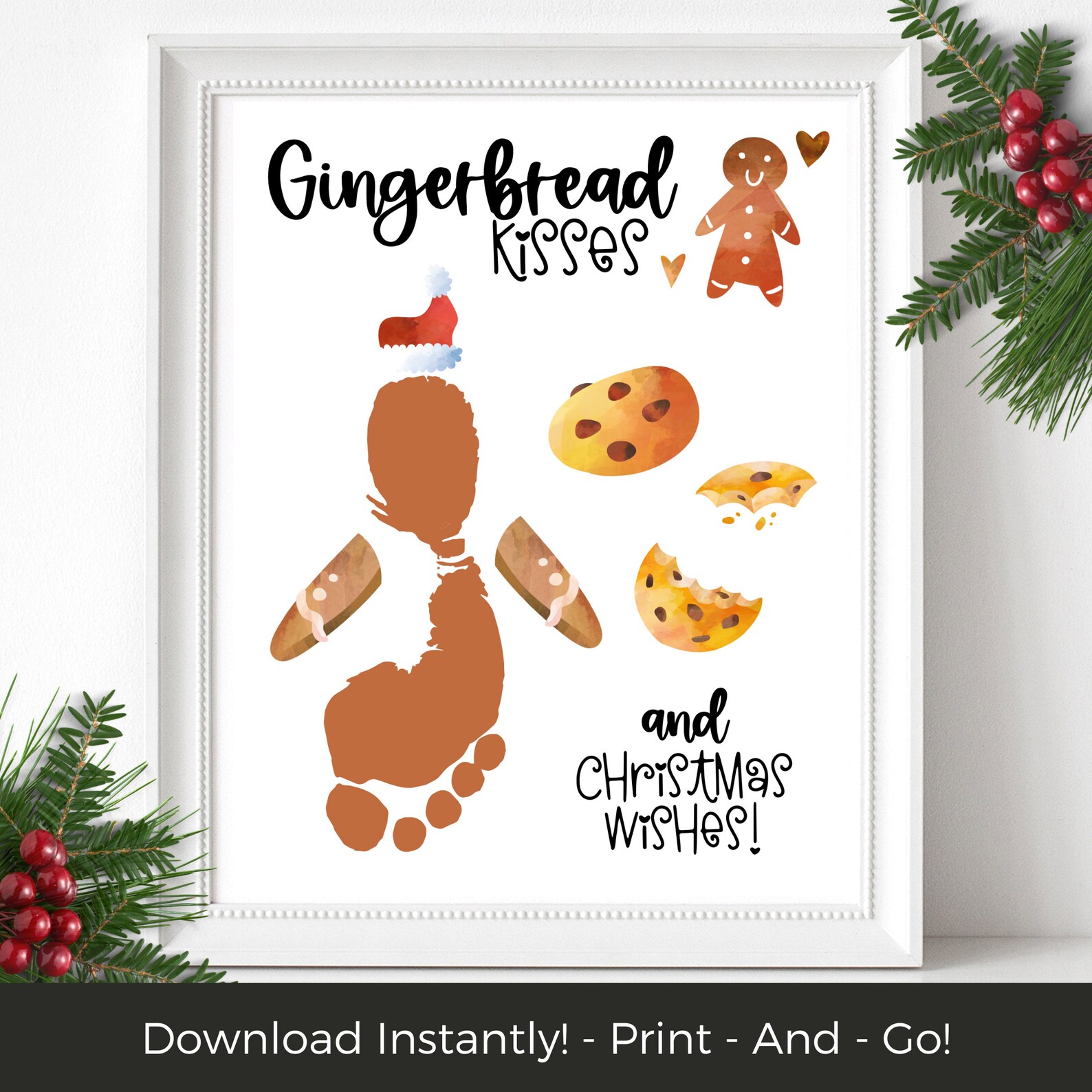 Gingerbread Man Christmas Handprint Craft, Class Activity Handprint Art ...