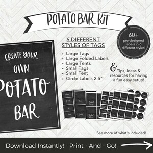Potato Bar Kit, Potato Bar Sign for Christmas, Wedding, Birthday, Baby ...