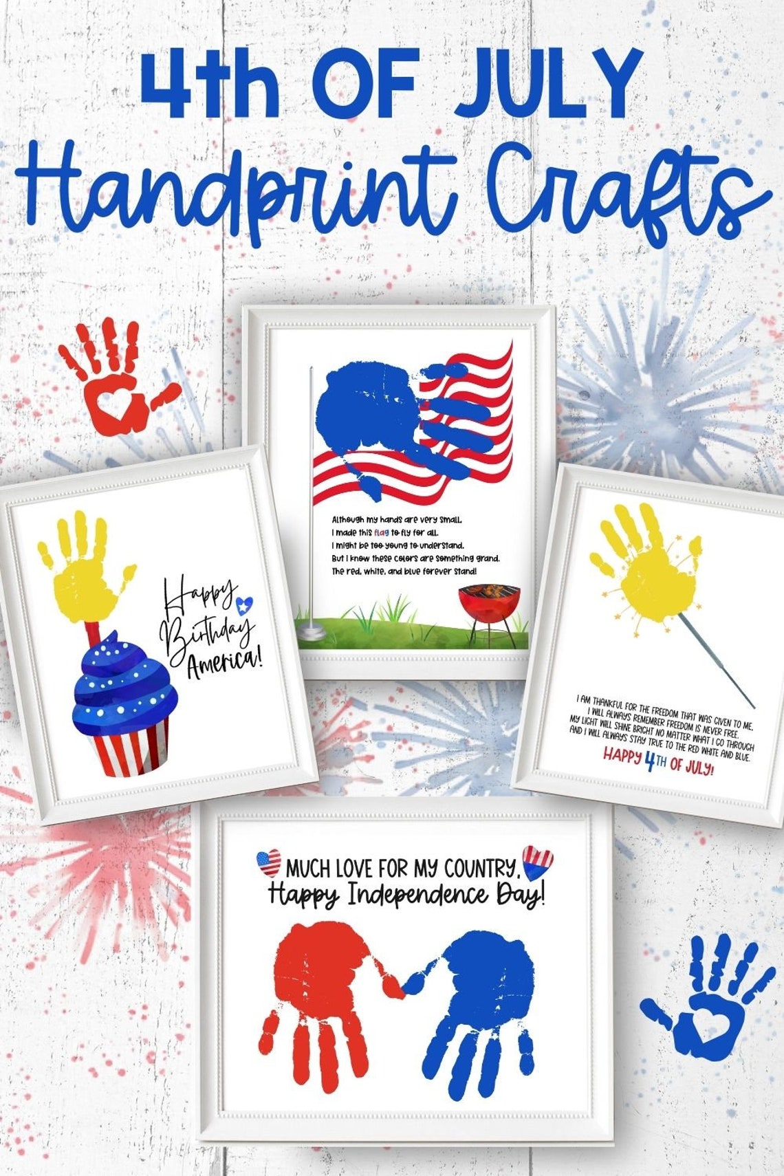 American Flag 4th of July Handprint Art, Fourth of July Poem Handprint ...