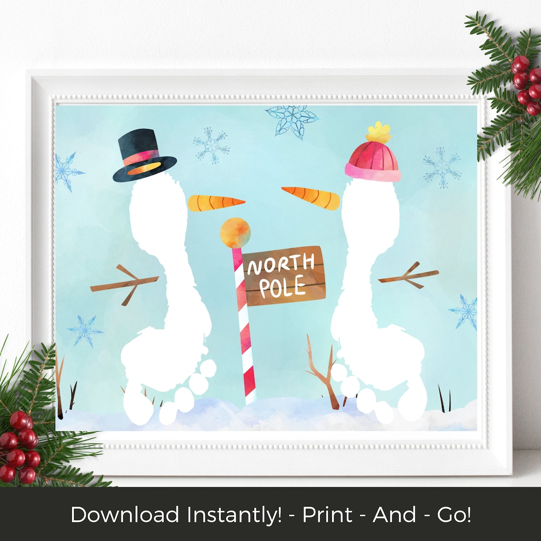 Snowman Footprint Christmas Craft DIY , Baby's First Christmas, Toddler ...