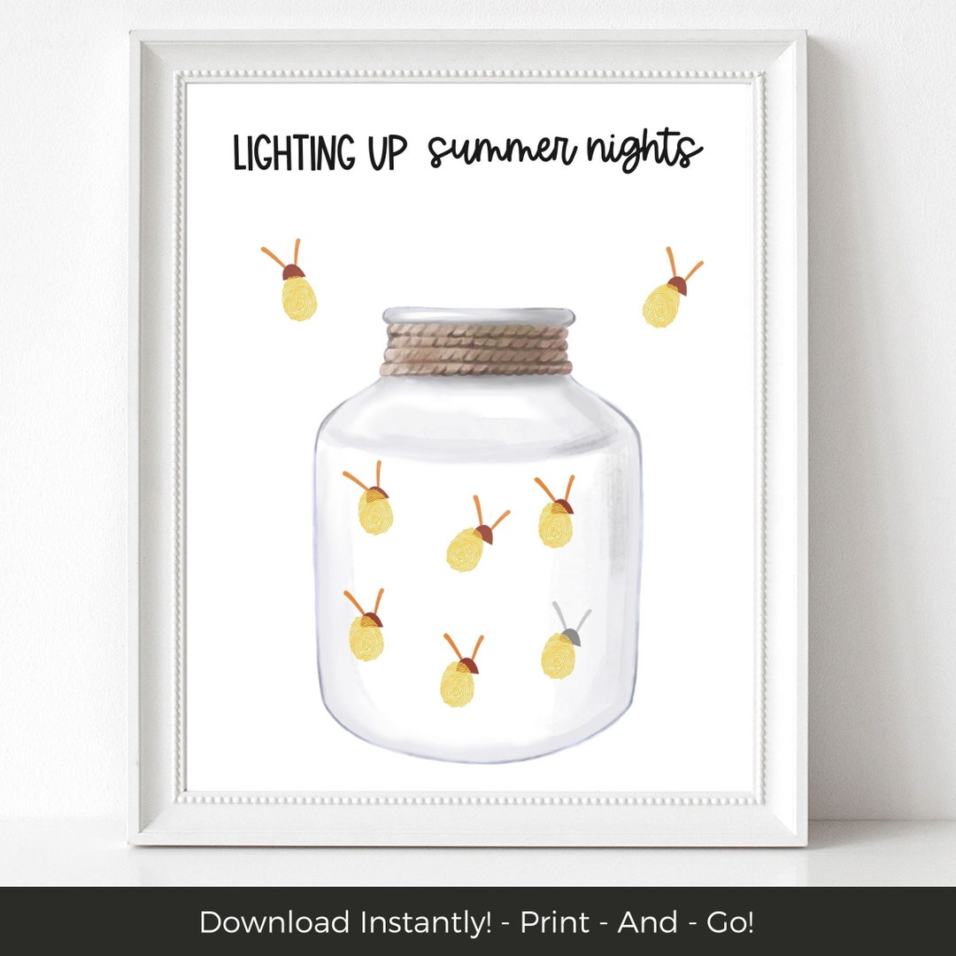 Firefly Fingerprint Craft, Printable Summer Craft, Easy Summer Camp ...