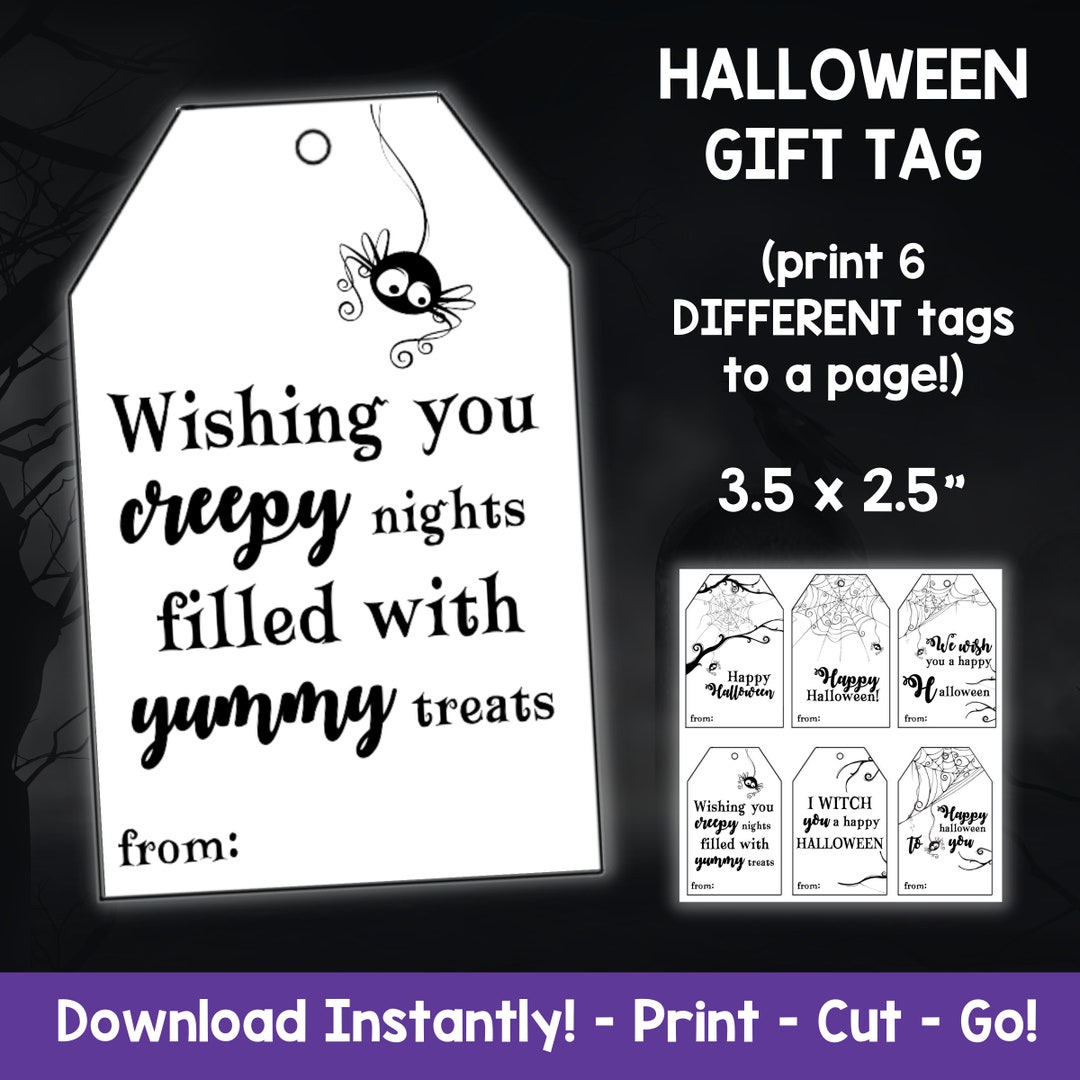 Halloween Gift Tag, Halloween Printable Goodie Bags Tag Download ...