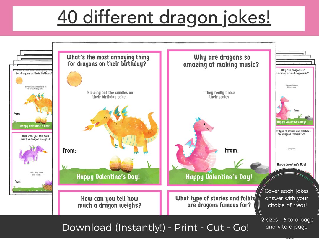 Girl Dragon Printable Valentine Cards for Kids Valentines - Etsy
