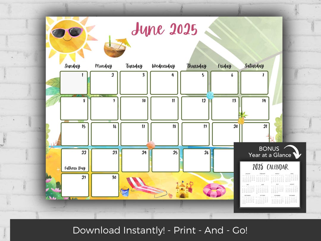 June 2025 Calendar, Kids Calendar Printable, Calendar 2025, Monthly ...