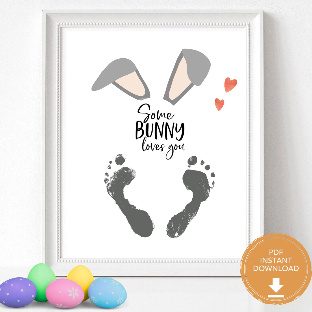 Bunny Feet Easter Craft, Easter Footprint Kids Craft, Baby's First ...